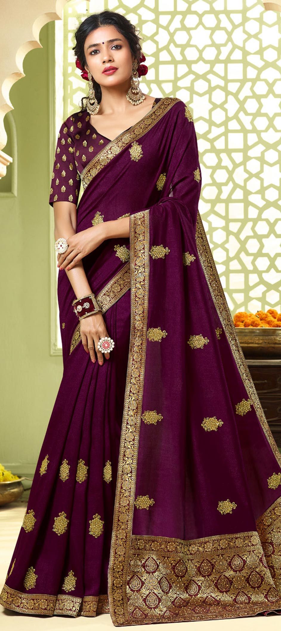 Traditional Purple and Violet color Art Silk, Silk fabric Saree : 1664374