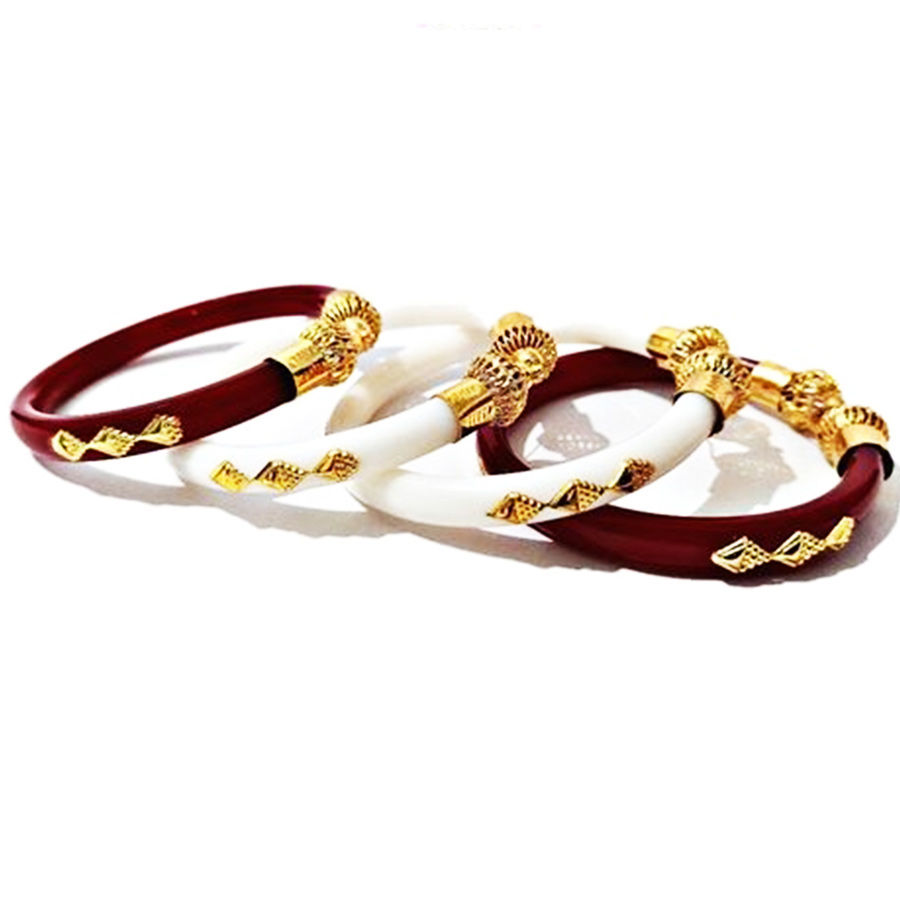 Red and Maroon, White and Off White color Metal Alloy metal Bangles ...