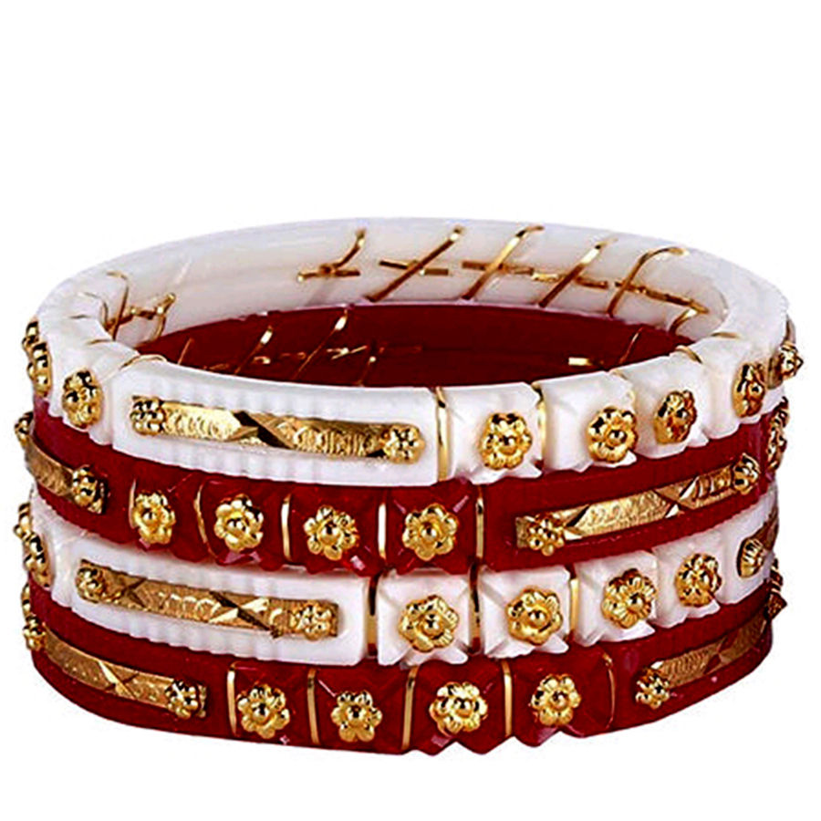 Red and Maroon, White and Off White color Metal Alloy metal Bangles ...