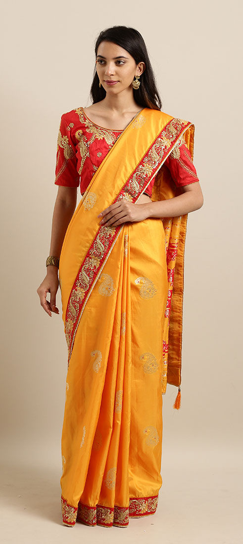 Traditional Yellow color Blended, Silk fabric Saree : 1668929