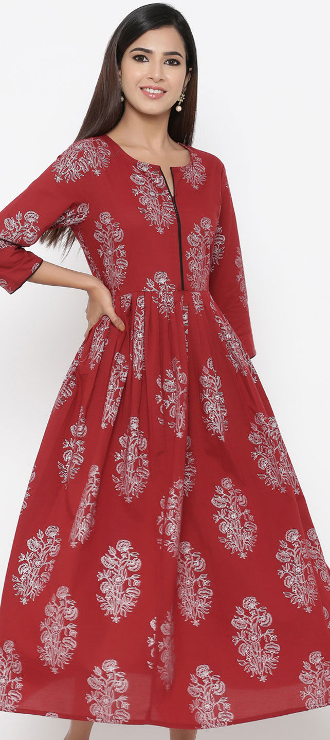 Casual Red and Maroon color Cotton fabric Kurti : 1669152
