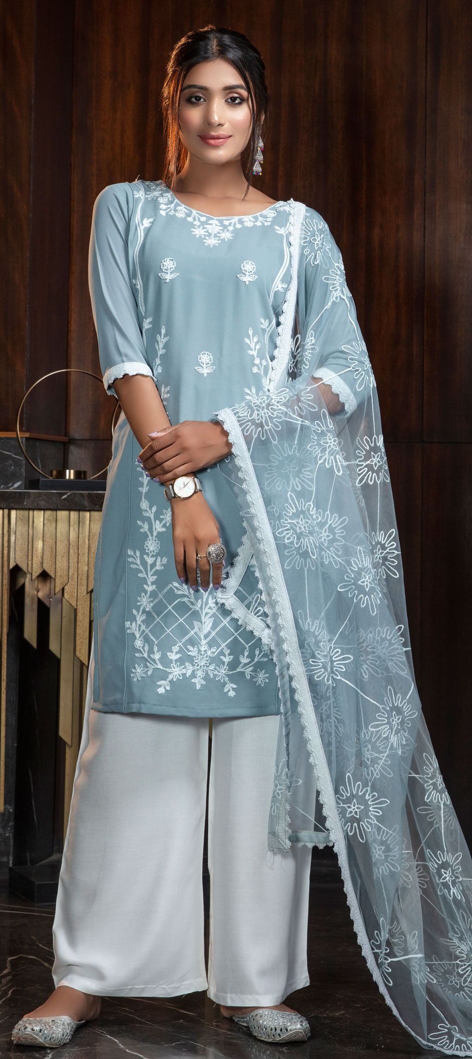 Party Wear Blue color Georgette fabric Salwar Kameez : 1669366