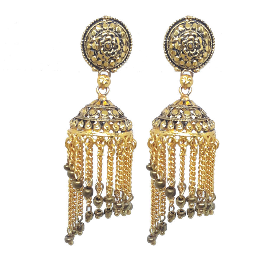 Gold color Brass metal Earrings : 1672590