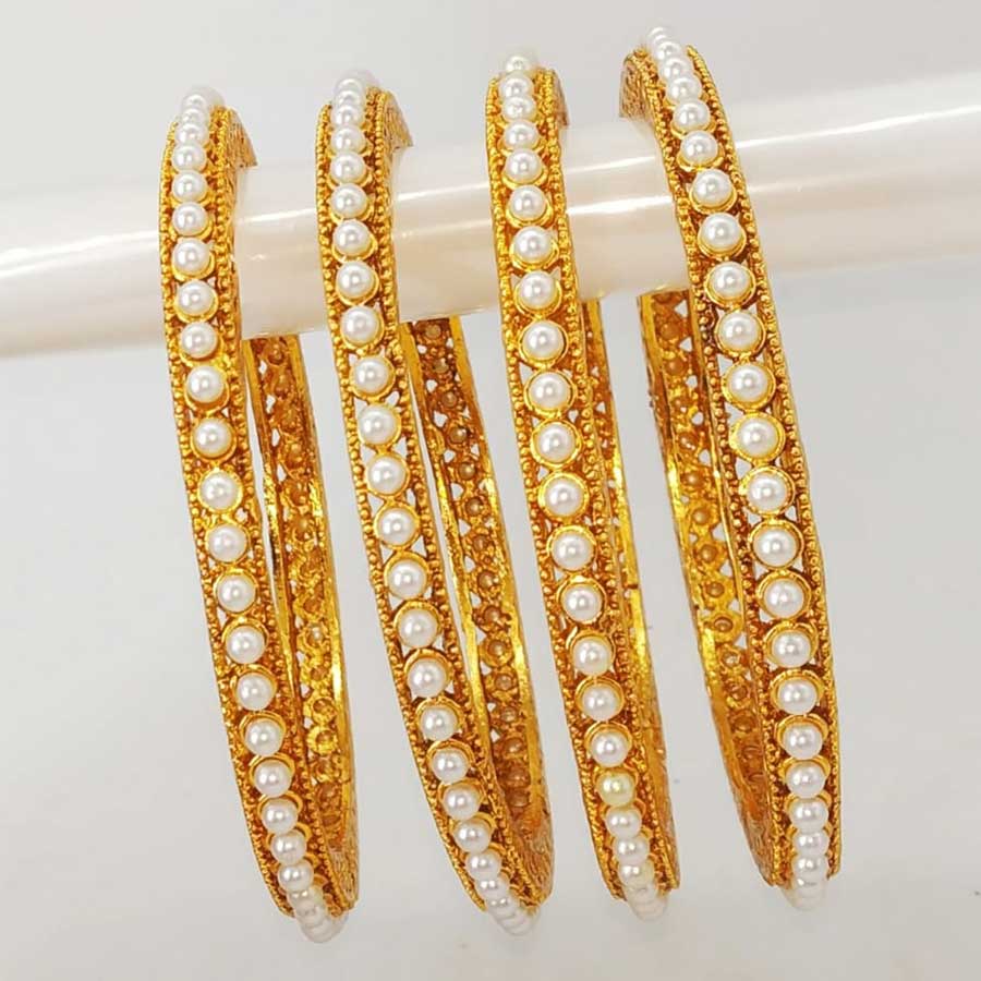 White and Off White color Brass, Metal Alloy metal Bangles : 1672760