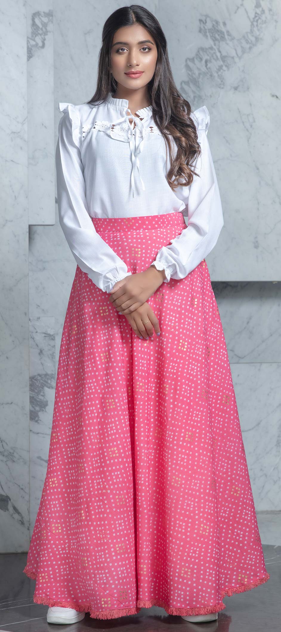 Party Wear White and Off White color Cotton fabric Tunic with Bottom ...