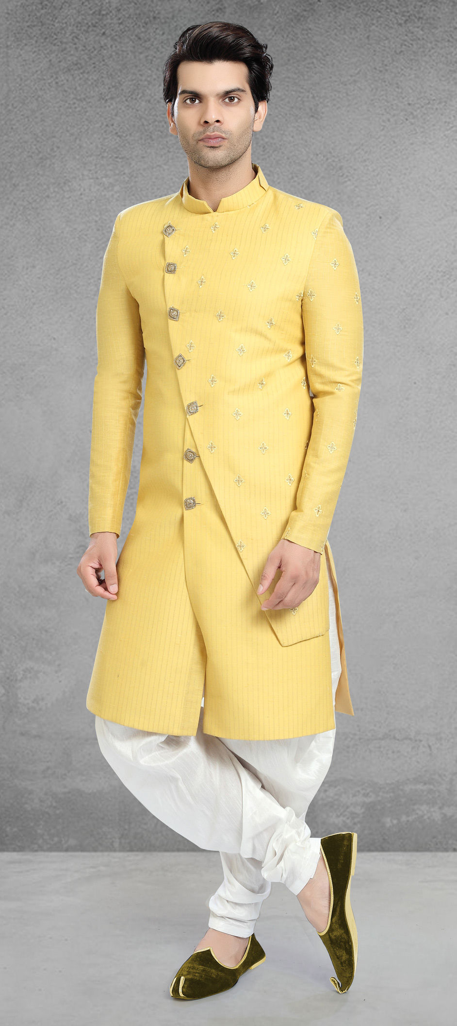 Yellow color Cotton fabric IndoWestern Dress : 1674541