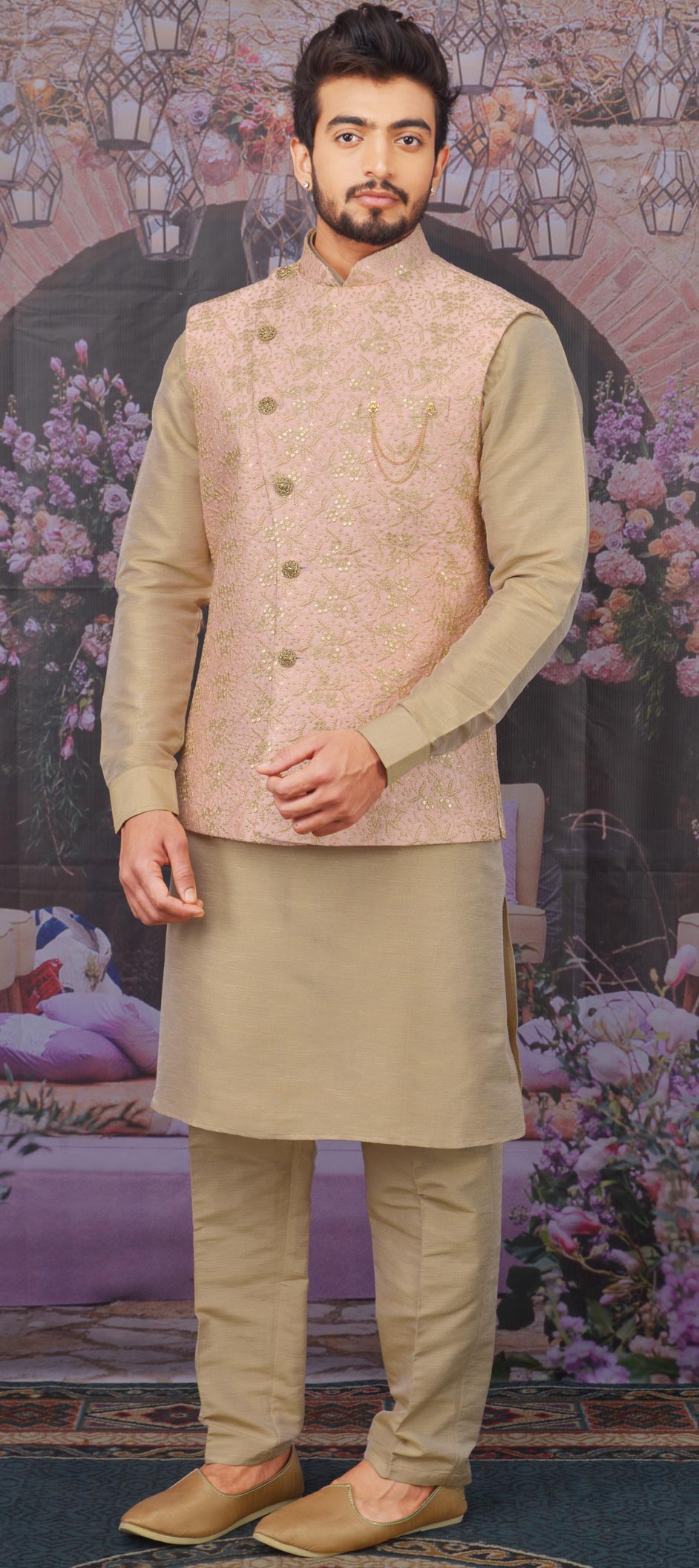 Beige and Brown, Pink and Majenta color Art Silk fabric Kurta Pyjama ...