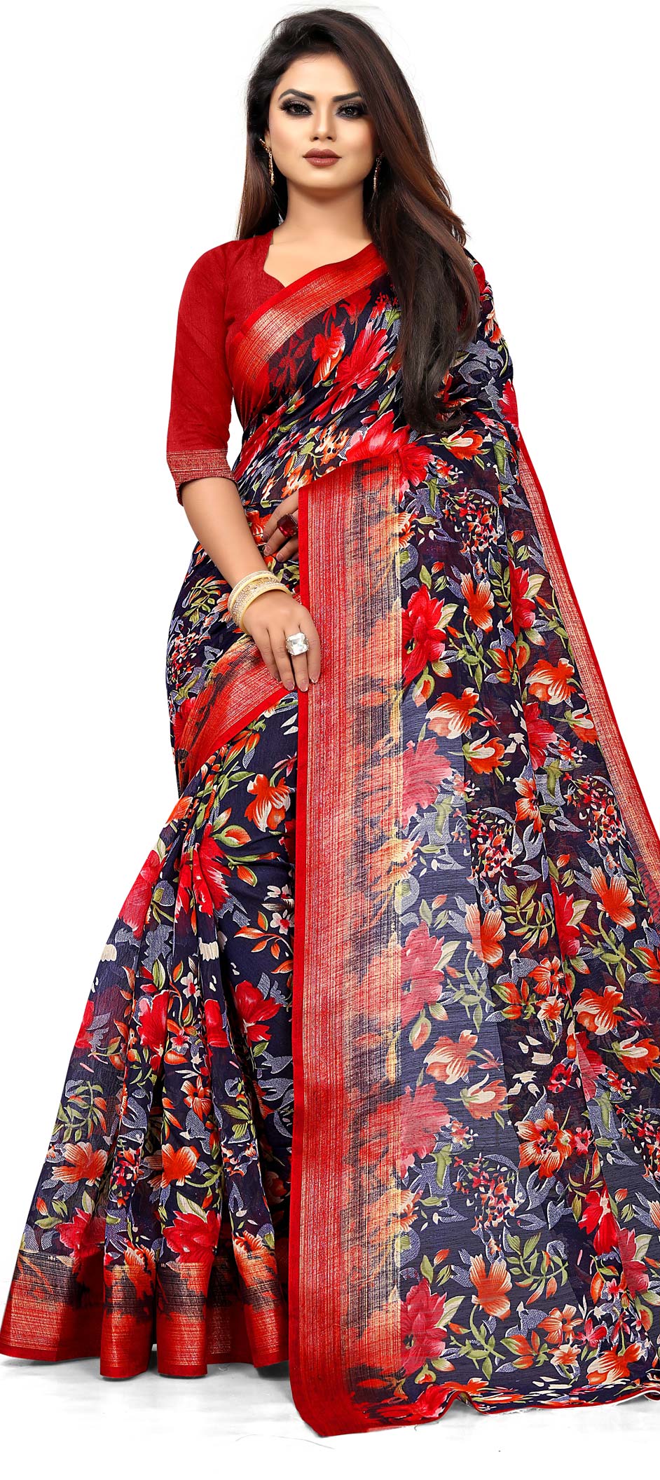 Traditional Multicolor color Cotton fabric Saree : 1677020