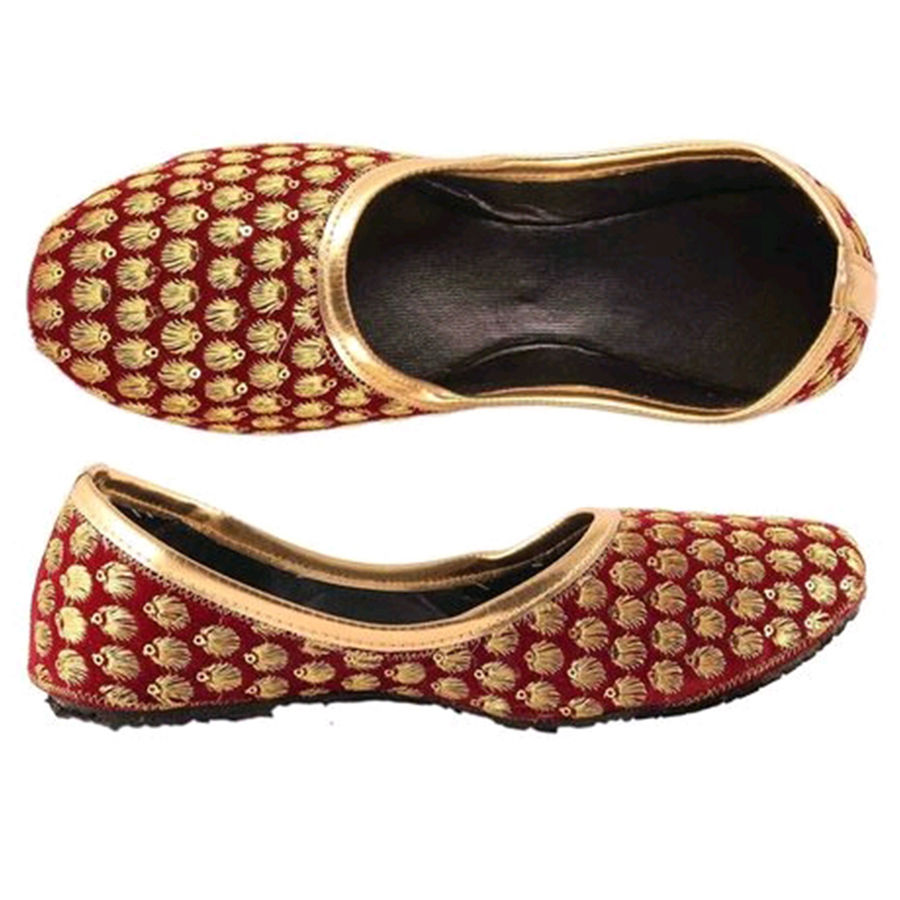 Red and Maroon color Jute fabric Women Shoes : 1678114