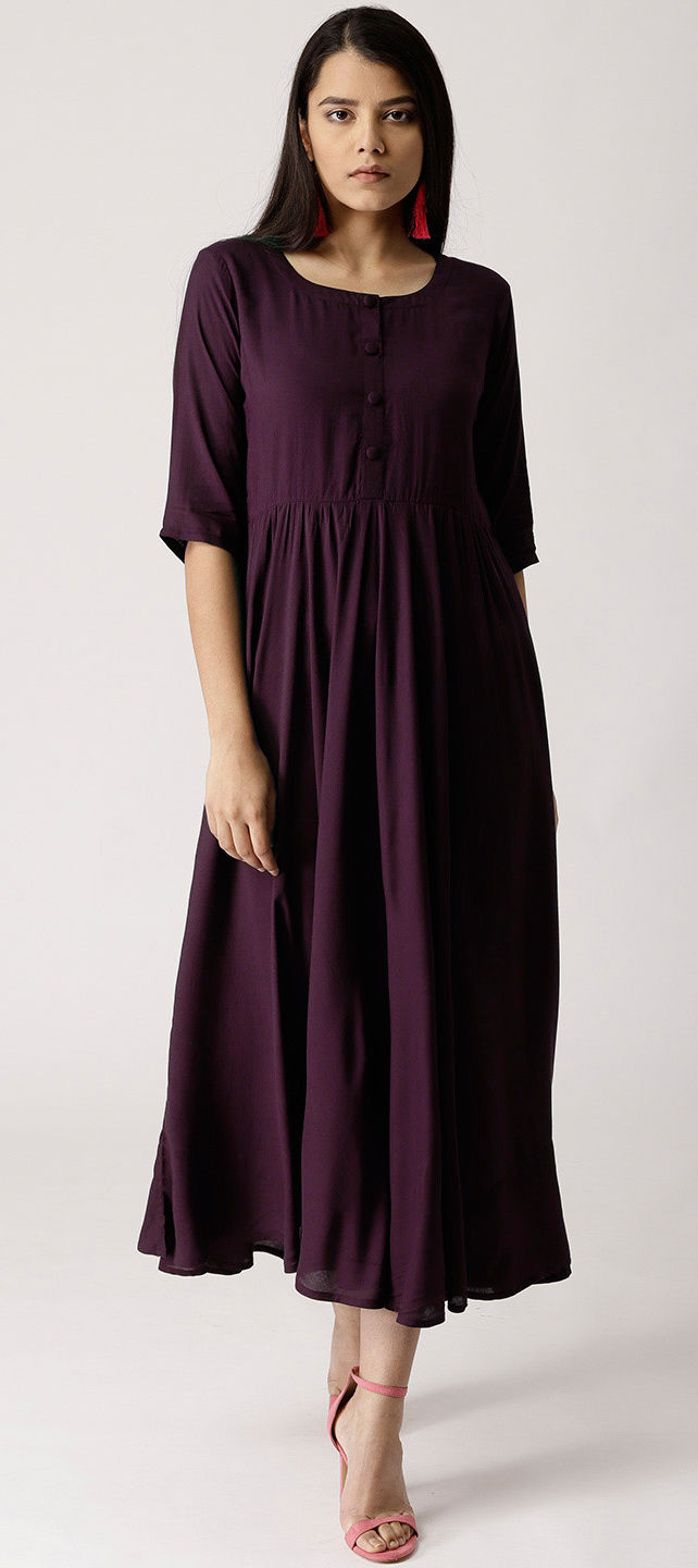 Casual Purple and Violet color Rayon fabric Kurti : 1679465