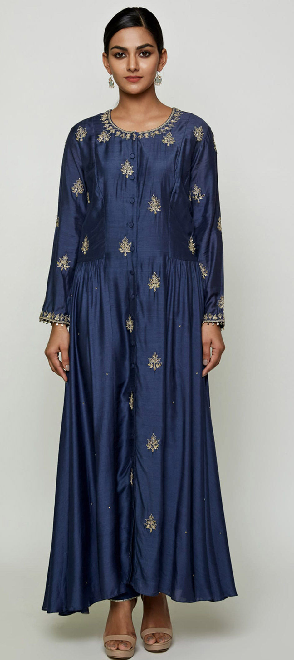 Festive, Reception Blue color Silk fabric Tunic with Bottom : 1679607