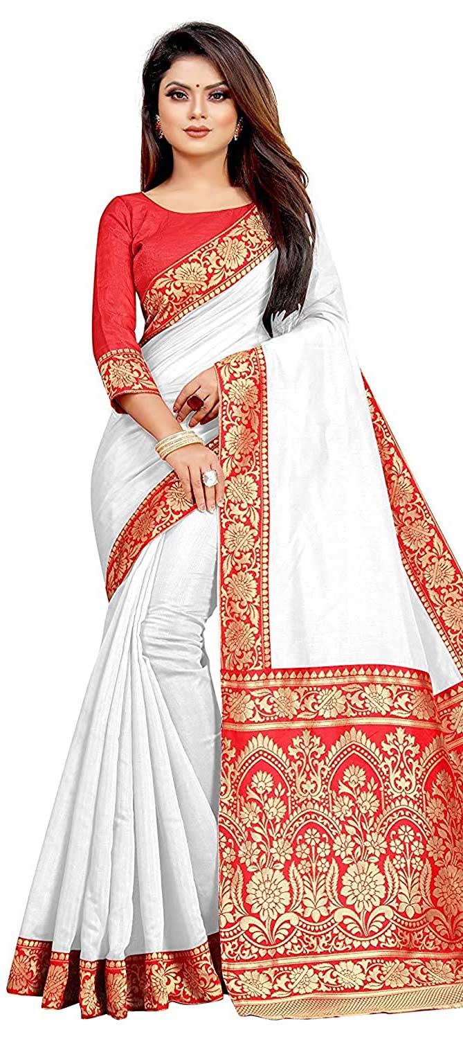 Traditional White and Off White color Cotton fabric Saree : 1680255
