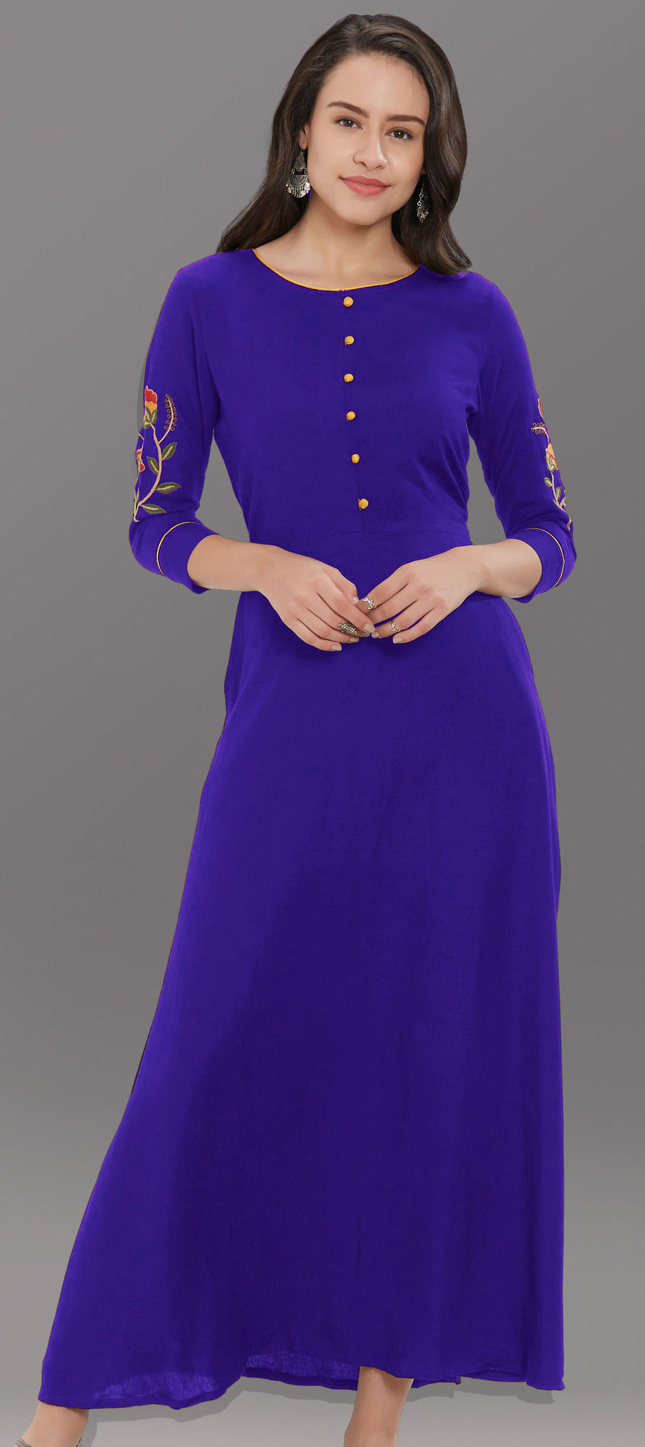 Casual Blue color Rayon fabric Dress : 1683648