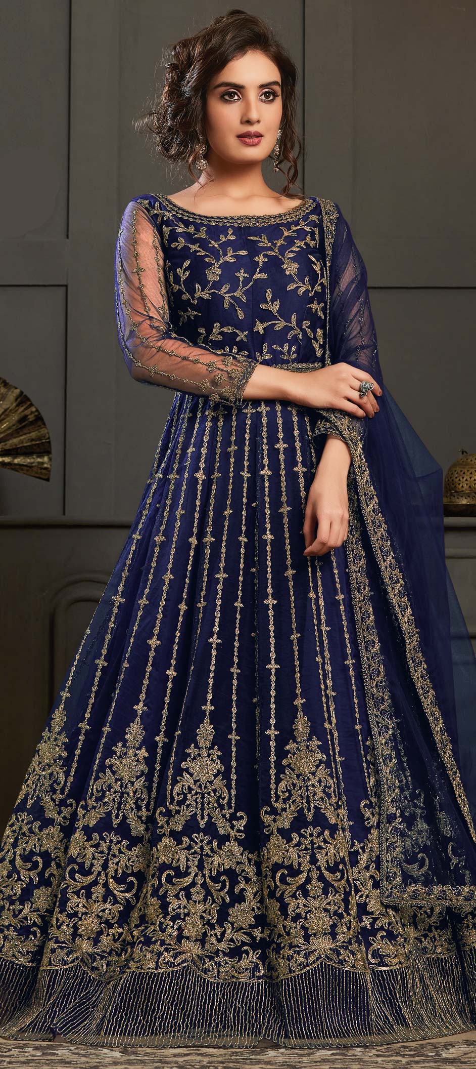Festive, Reception Blue color Net fabric Salwar Kameez : 1684751