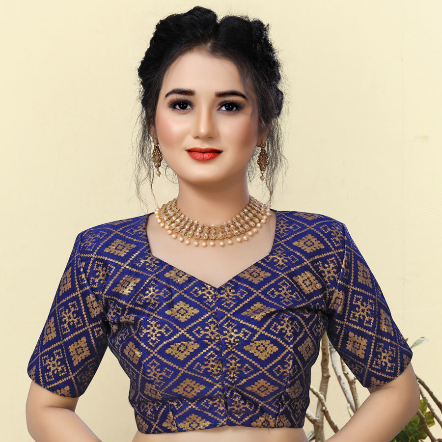 Blue color Brocade fabric Blouse : 1687130