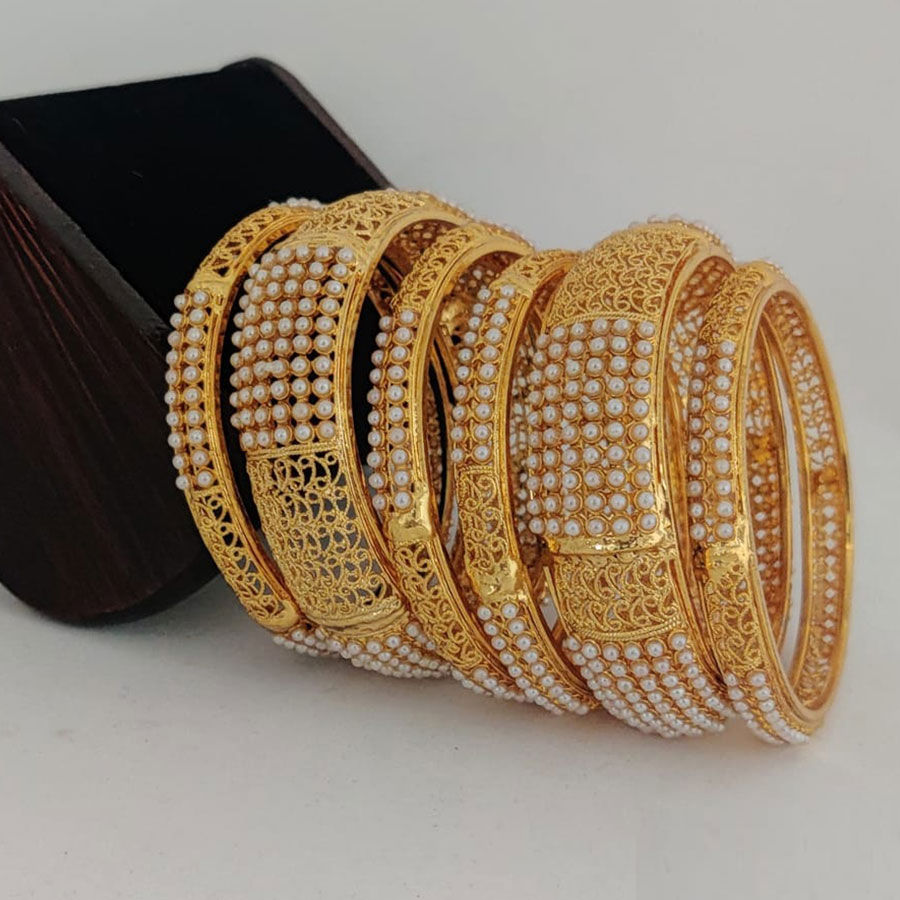 White and Off White color Metal Alloy metal Bangles : 1690949