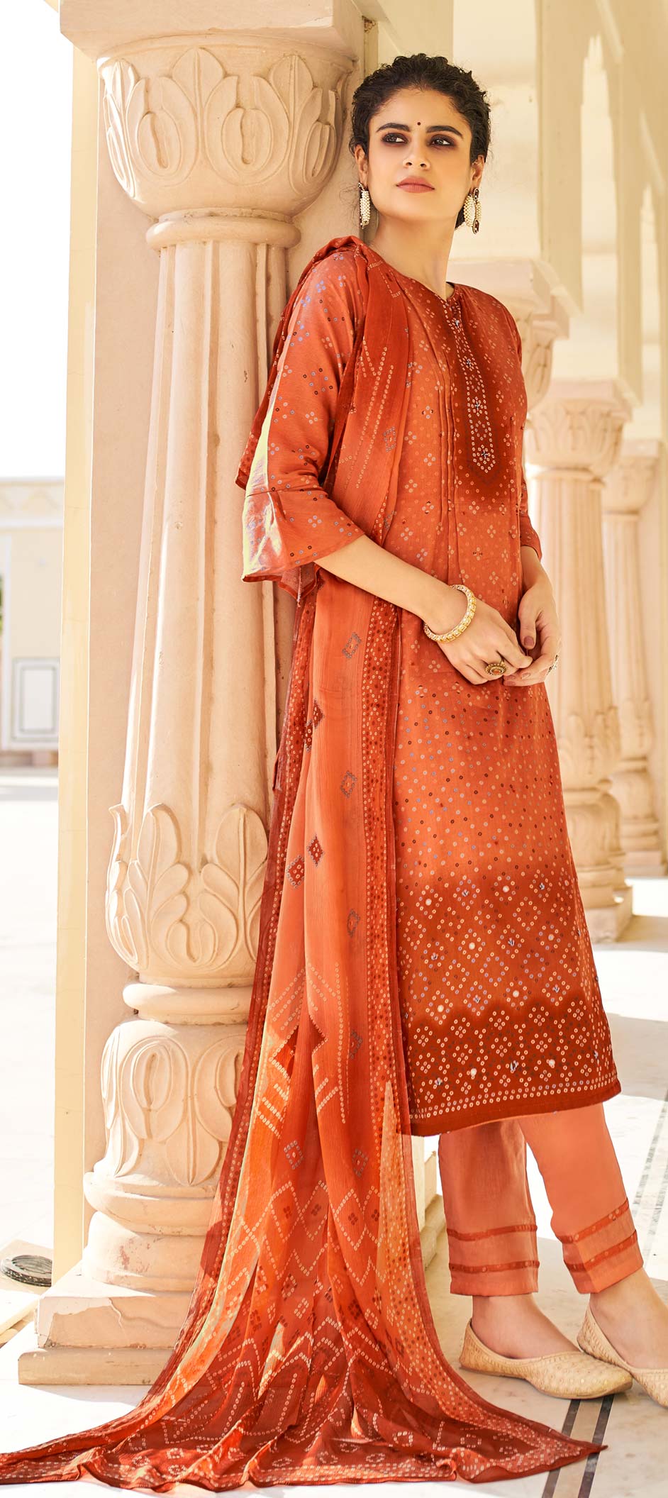 Casual, Festive, Party Wear Orange color Cotton fabric Salwar Kameez ...