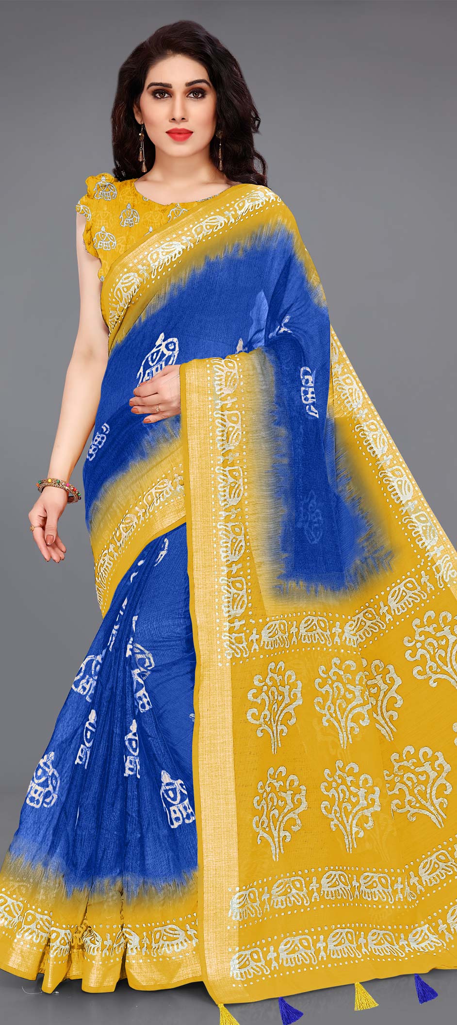 Casual, Traditional Blue color Cotton fabric Saree : 1697443