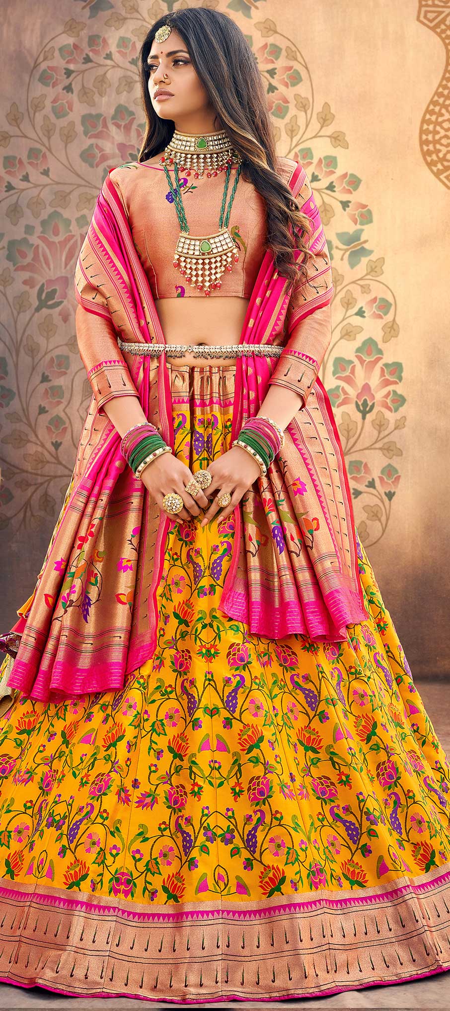 Festive, Reception Yellow color Banarasi Silk fabric Lehenga : 1697575 Festive, Reception Yellow color Banarasi Silk fabric Lehenga : 1697575