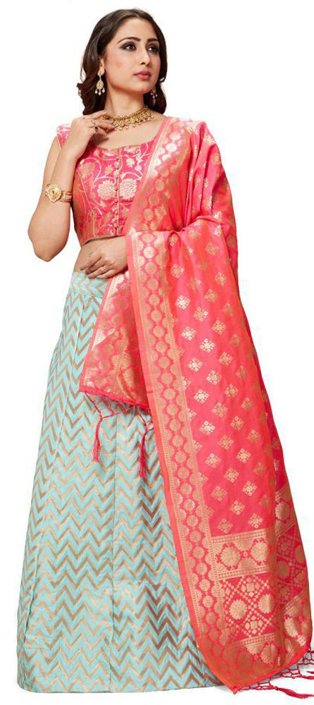 Festive, Reception Blue color Banarasi Silk, Silk fabric Lehenga : 1698918