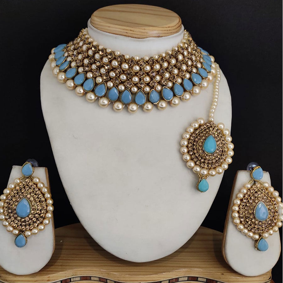 Blue color Metal Alloy metal Necklace : 1704156