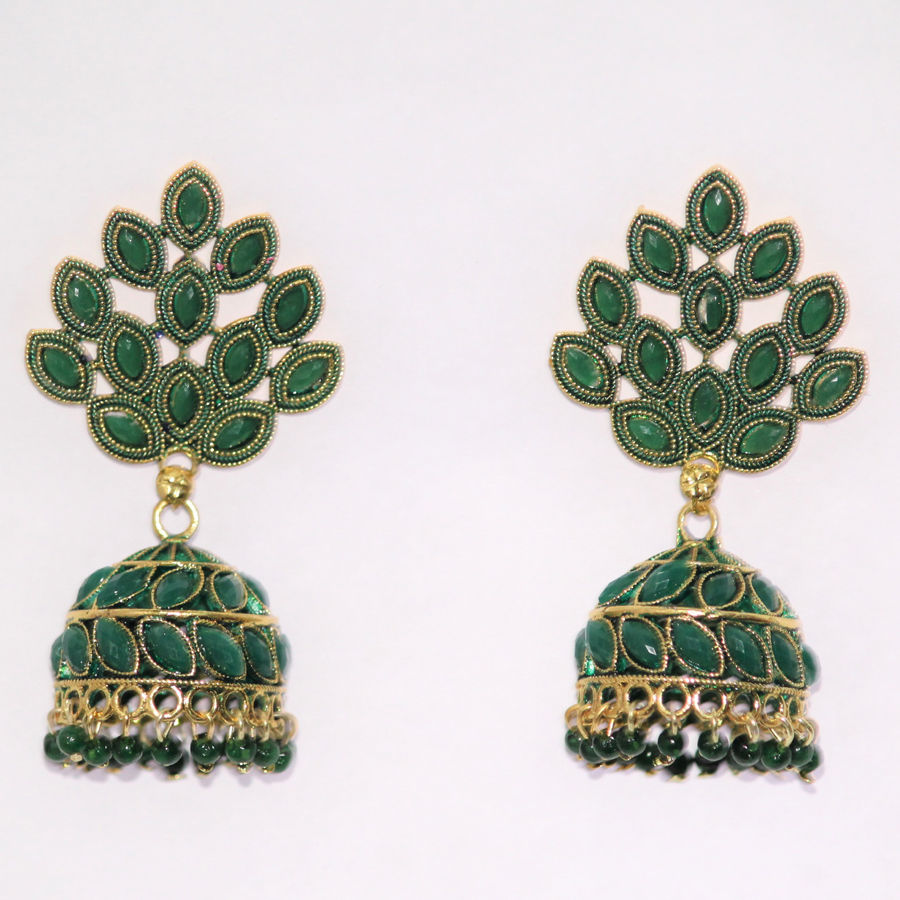 Green color Metal Alloy metal Earrings : 1708777