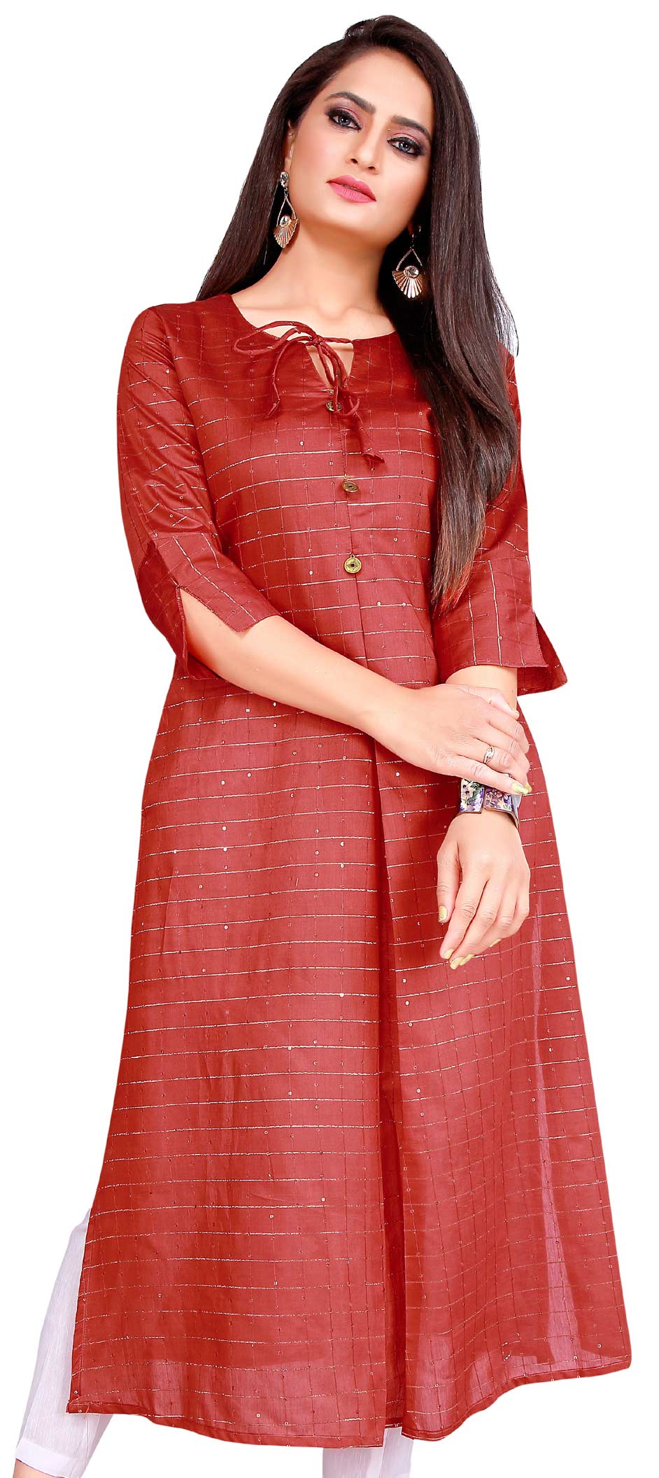 Casual Red and Maroon color Cotton fabric Kurti : 1709209