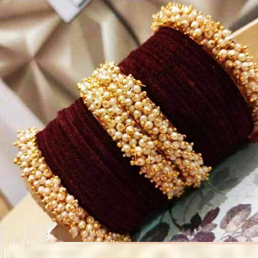 Red and Maroon color Metal Alloy metal Bangles : 1710520