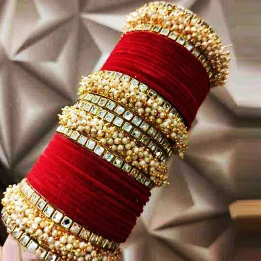 Red and Maroon color Metal Alloy metal Bangles : 1710541
