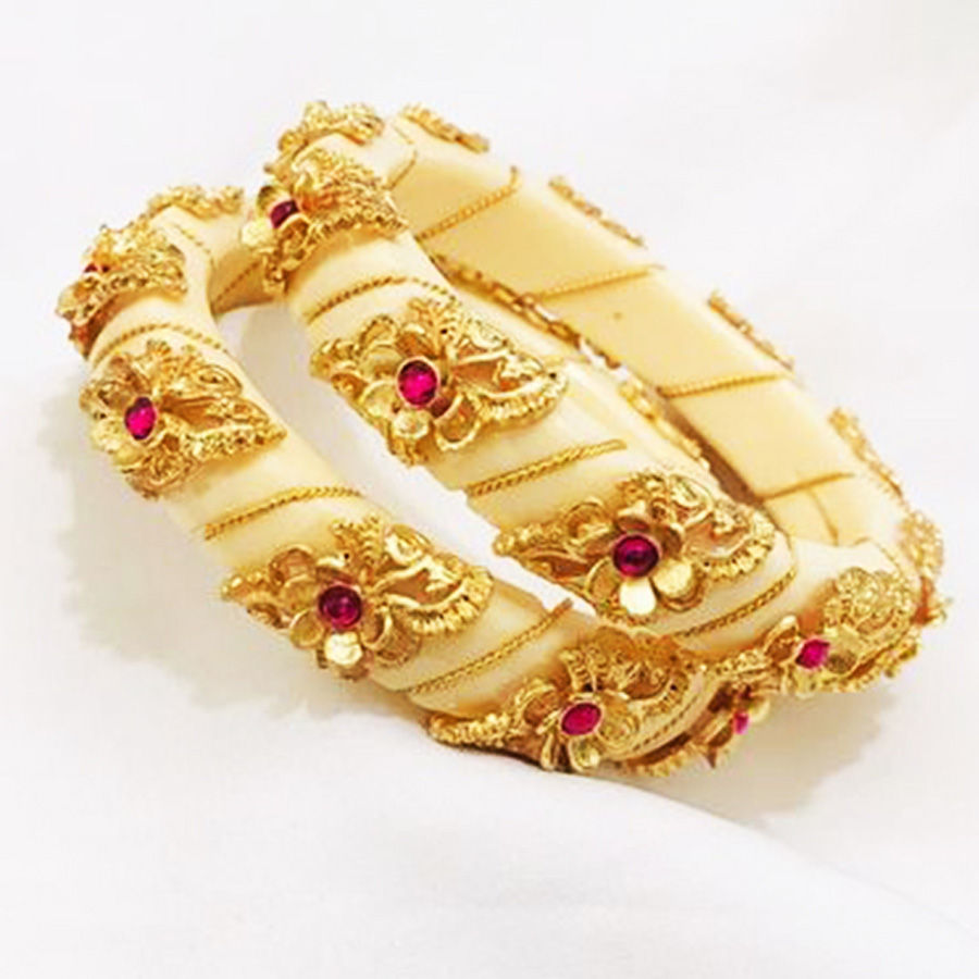 Beige and Brown color Metal Alloy metal Bangles : 1710555
