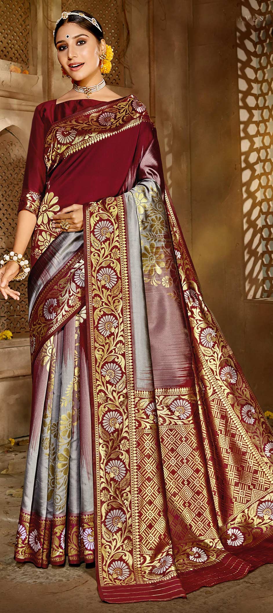 Traditional Multicolor color Jacquard fabric Saree : 1710979