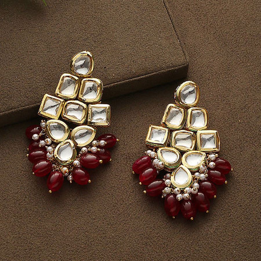 Red and Maroon color Metal Alloy metal Earrings : 1711502