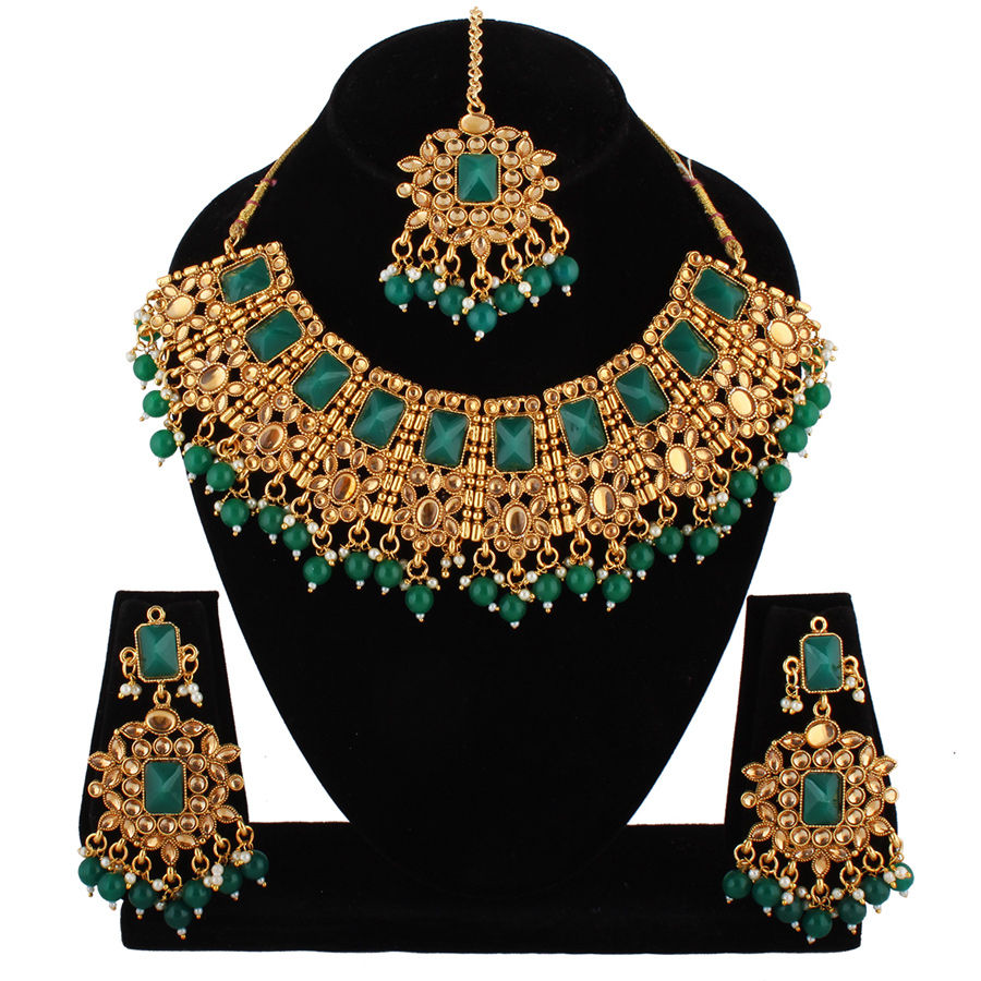Green color Metal Alloy metal Necklace : 1713127