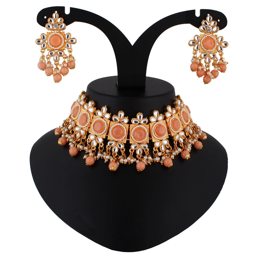 Orange color Metal Alloy metal Necklace : 1713151