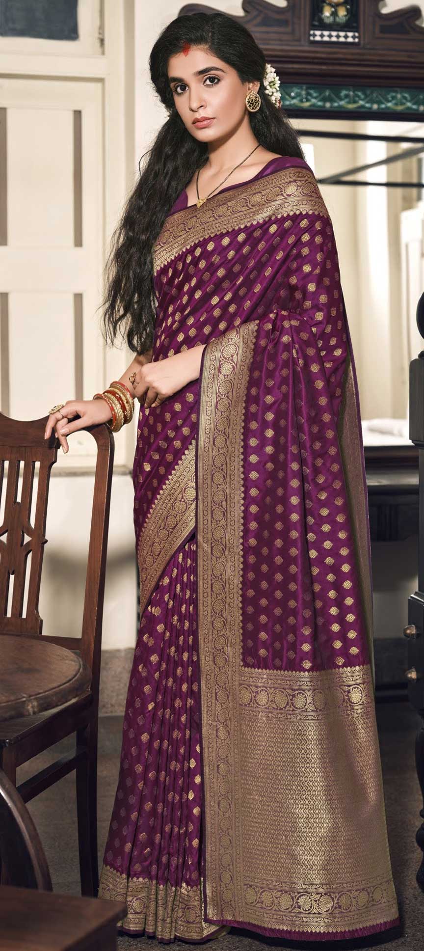 Traditional Purple and Violet color Silk, Silk cotton fabric Saree ...