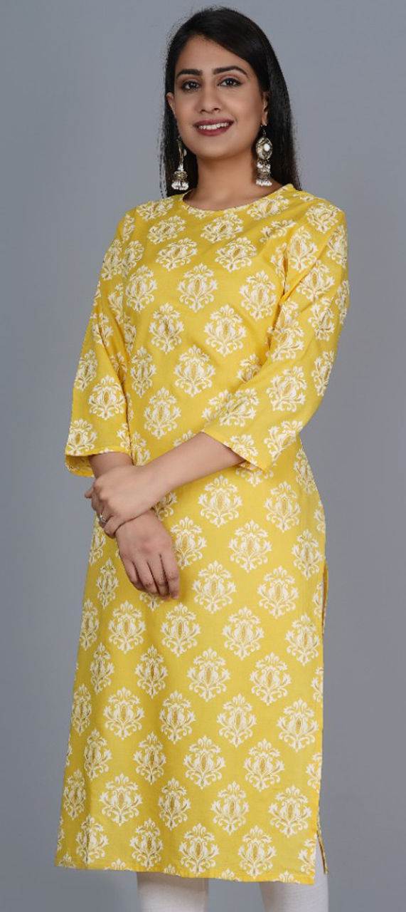 Casual Yellow color Rayon fabric Kurti : 1720796