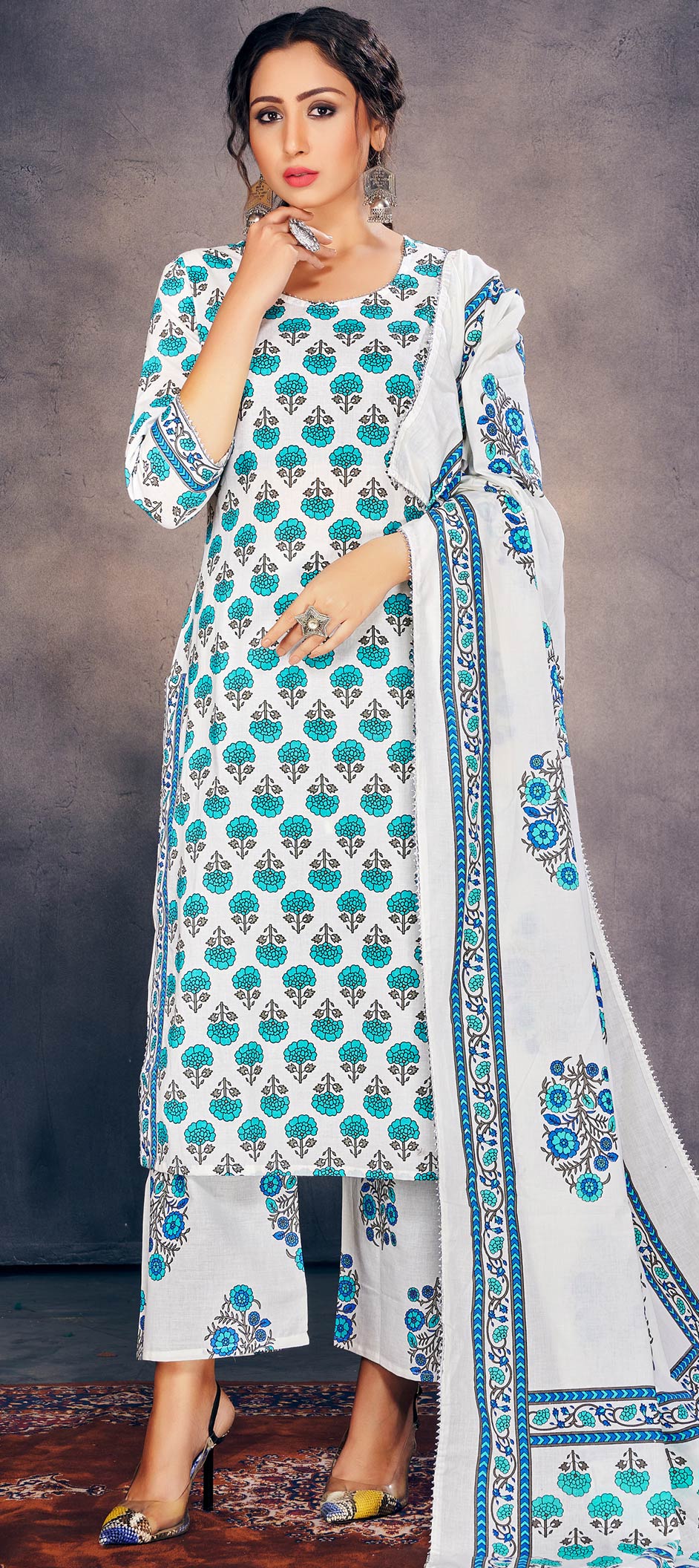 Casual, Party Wear White and Off White color Cotton fabric Salwar ...