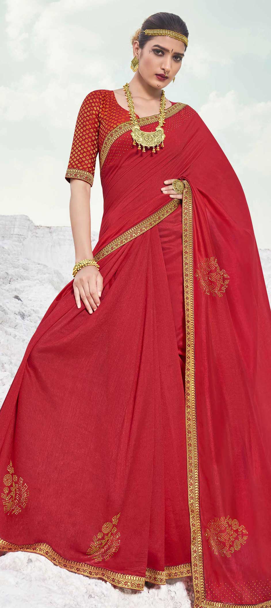 Traditional Red and Maroon color Art Silk, Silk fabric Saree : 1724641