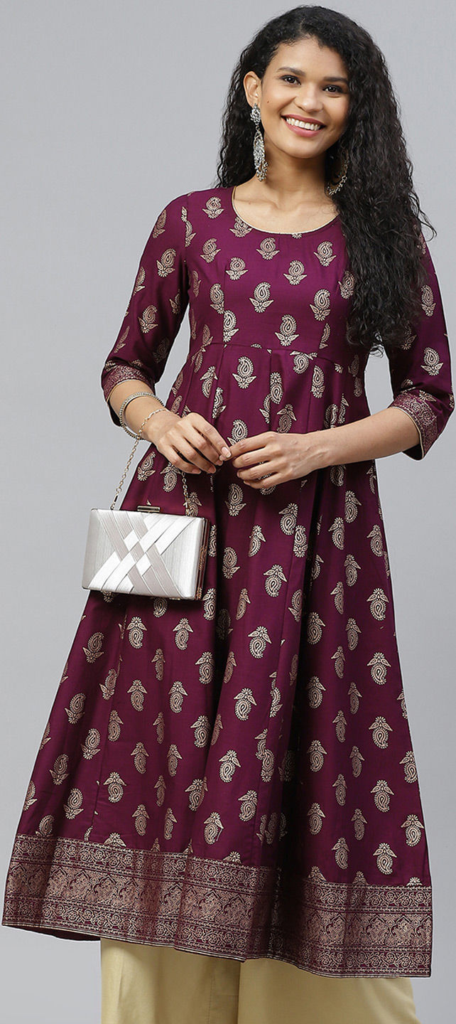 Casual Purple and Violet color Cotton fabric Kurti : 1726742
