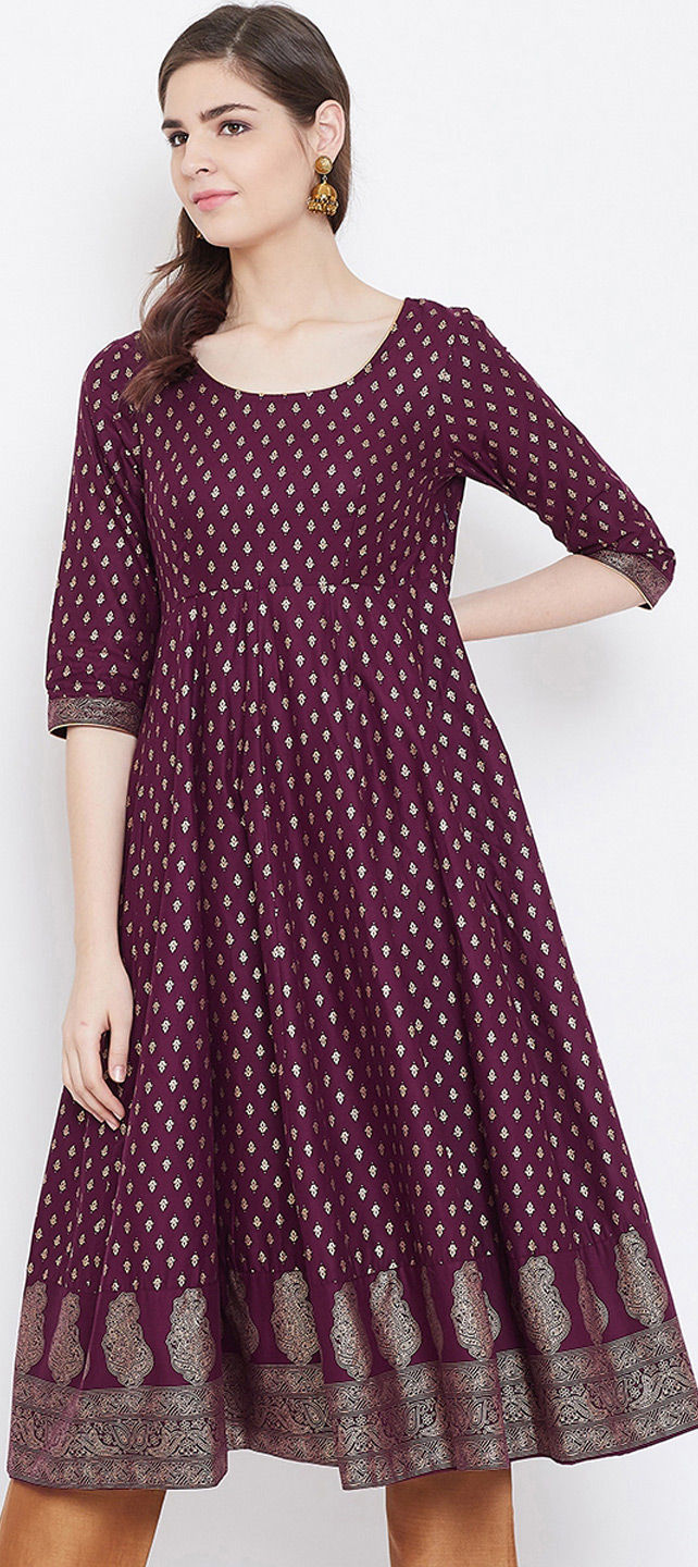 Casual Purple and Violet color Cotton fabric Kurti : 1726774