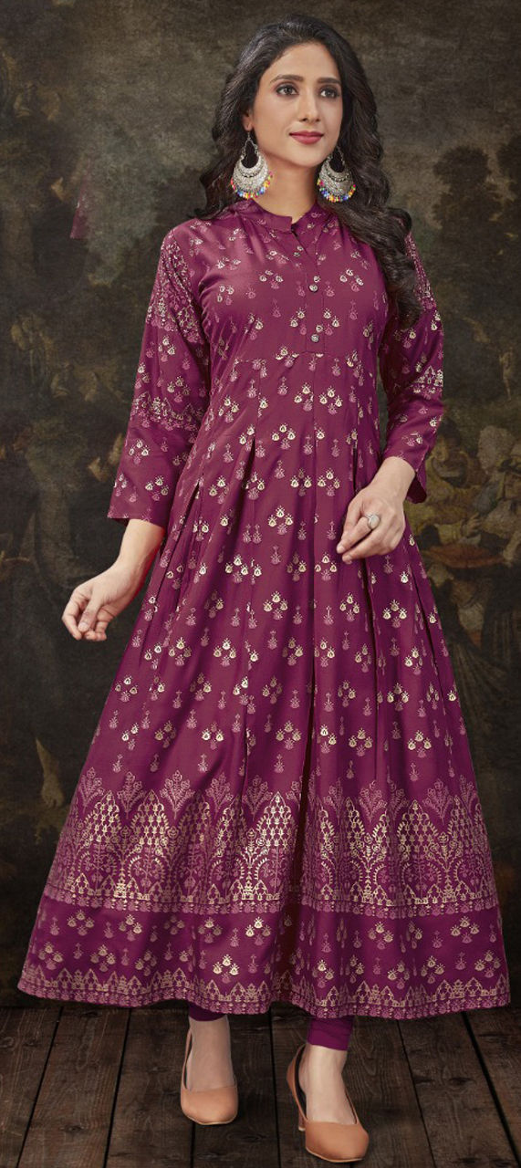 Casual Purple and Violet color Rayon fabric Kurti : 1729604