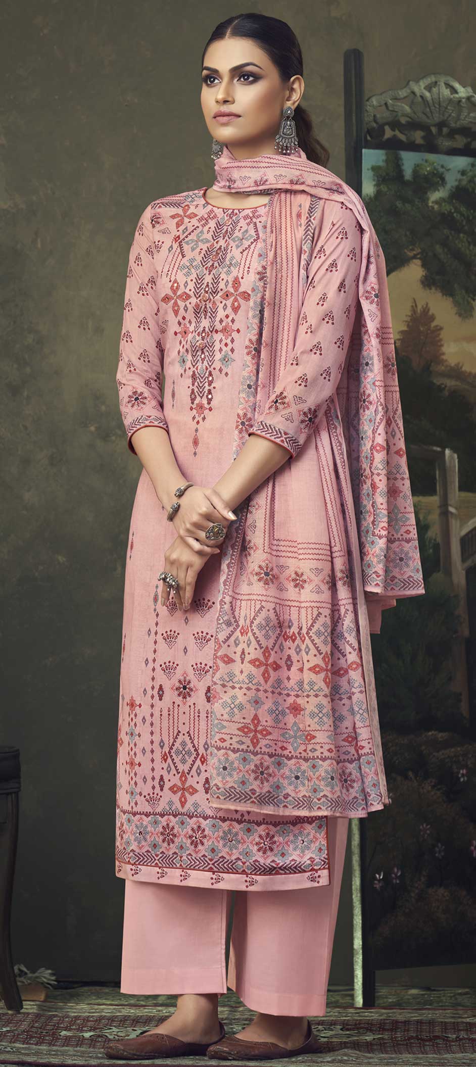 Casual Pink and Majenta color Cotton fabric Salwar Kameez : 1730878