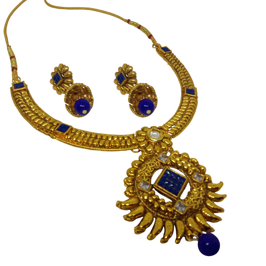 Blue, Gold color Metal Alloy metal Necklace : 1740824