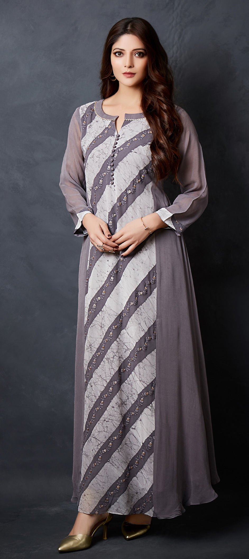 Party Wear Purple and Violet color Georgette fabric Kurti : 1742906