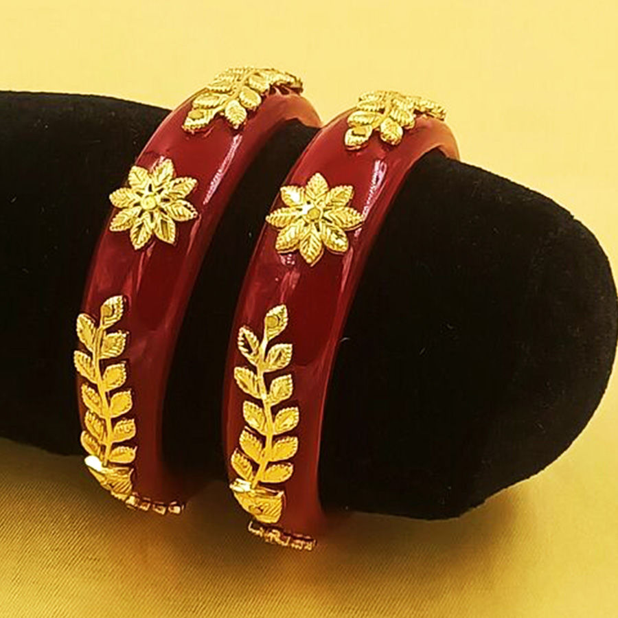 Red and Maroon color Metal Alloy metal Bangles : 1751384