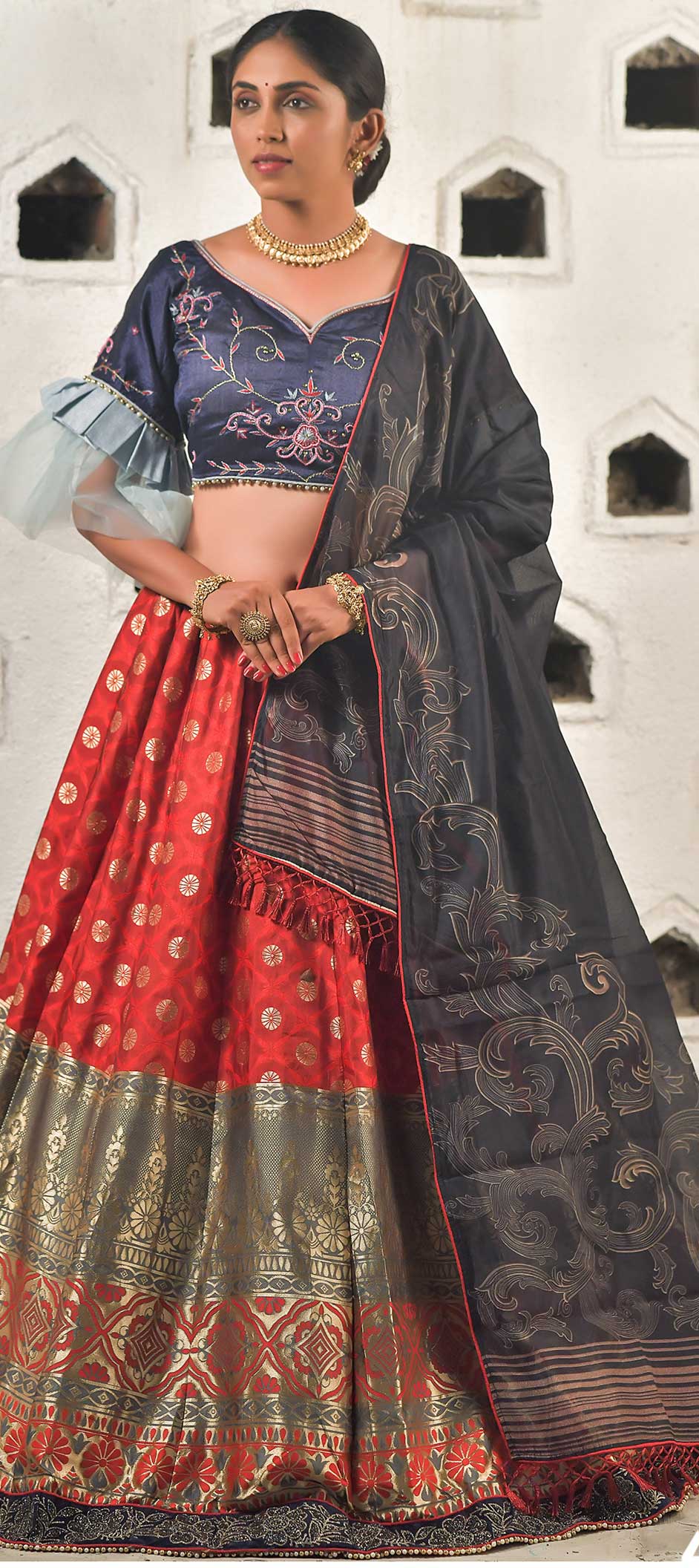 Festive, Party Wear, Reception Black and Grey, Red and Maroon color ...