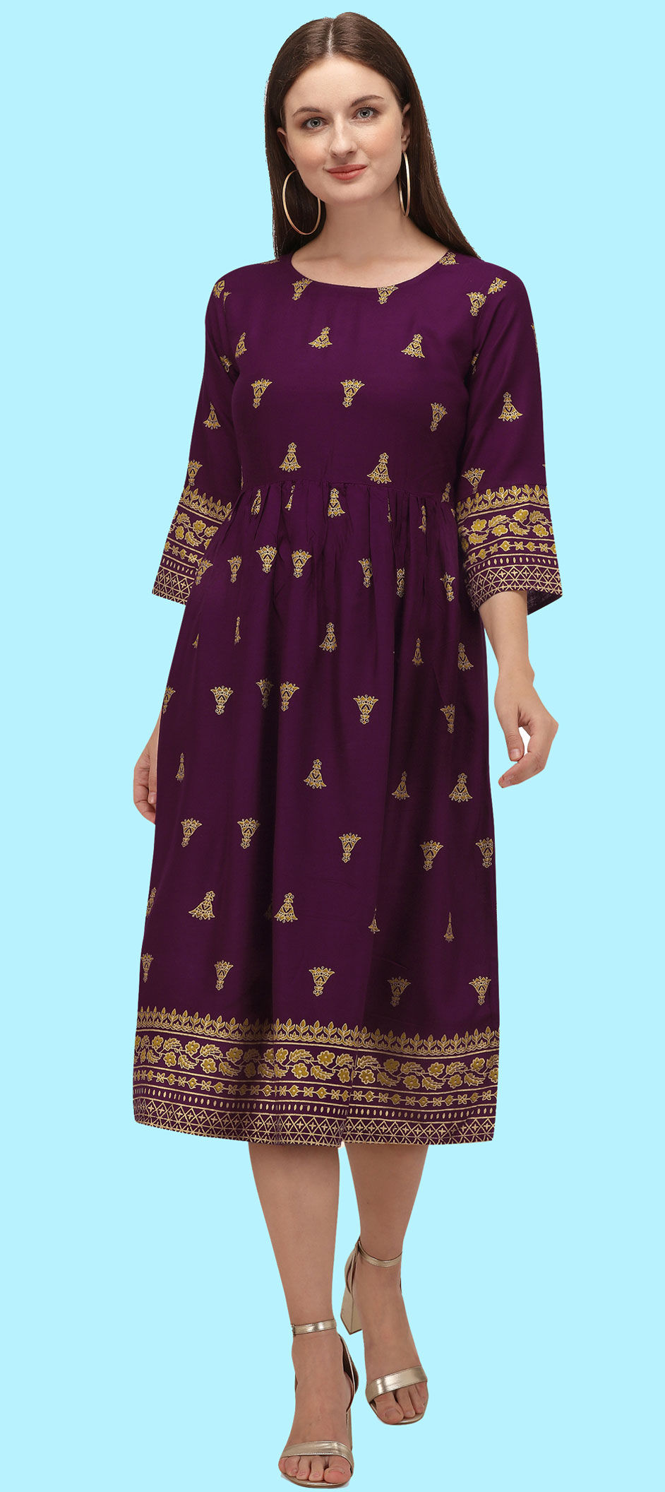 Casual Purple and Violet color Rayon fabric Kurti : 1755990