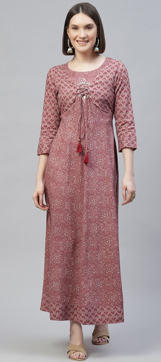 Casual Purple and Violet color Rayon fabric Dress : 1763557