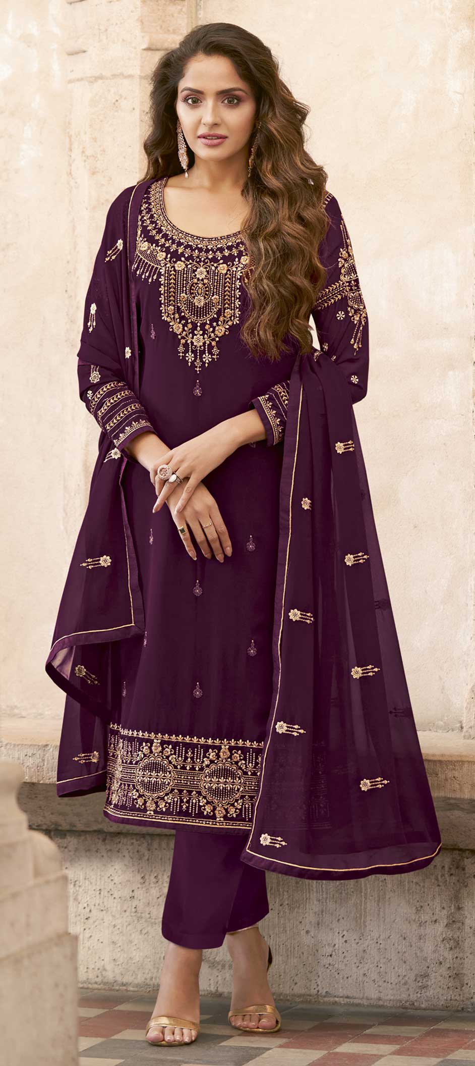 Festive, Party Wear Purple and Violet color Georgette fabric Salwar ...