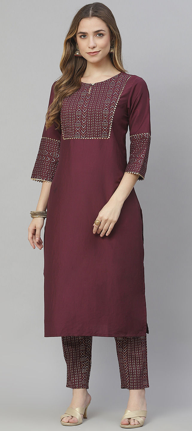 Casual Purple and Violet color Satin Silk fabric Tunic with Bottom ...